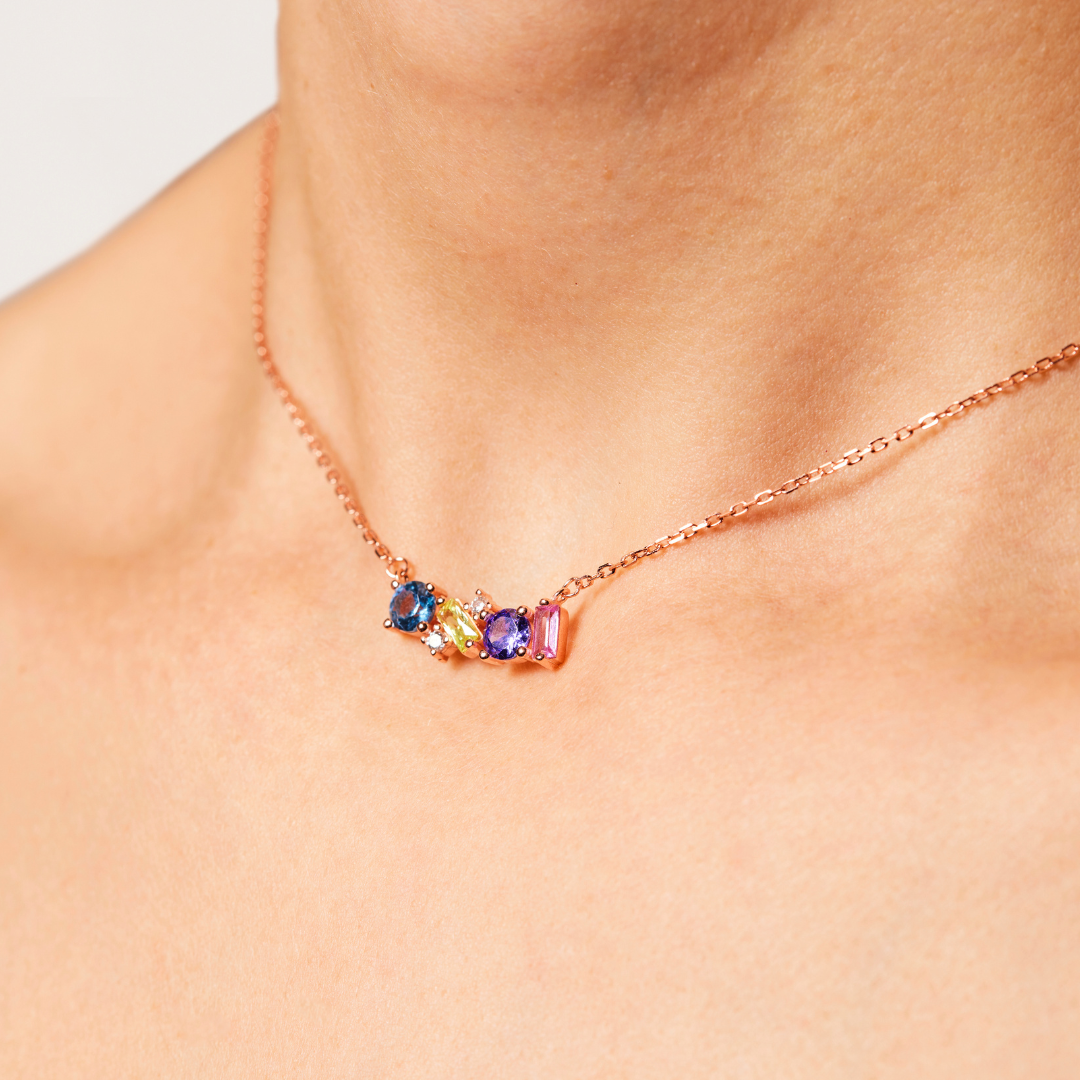 Collana Sparkle con zirconi irregolari colorati | Giuzi Gioielli